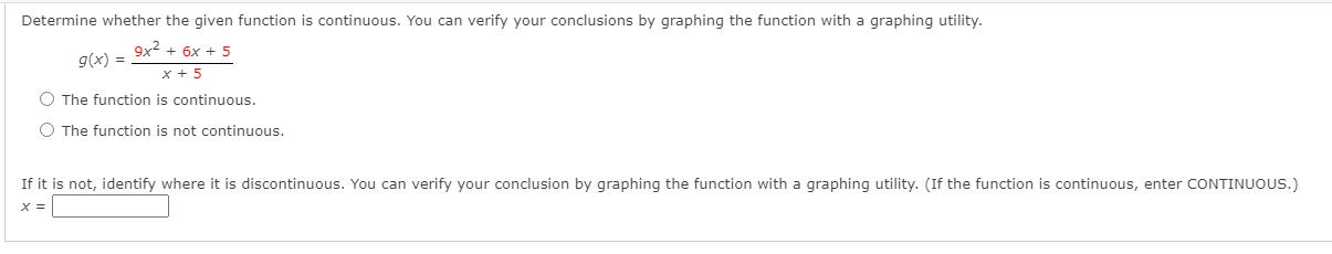 Solved Determine whether the given function is continuous. | Chegg.com