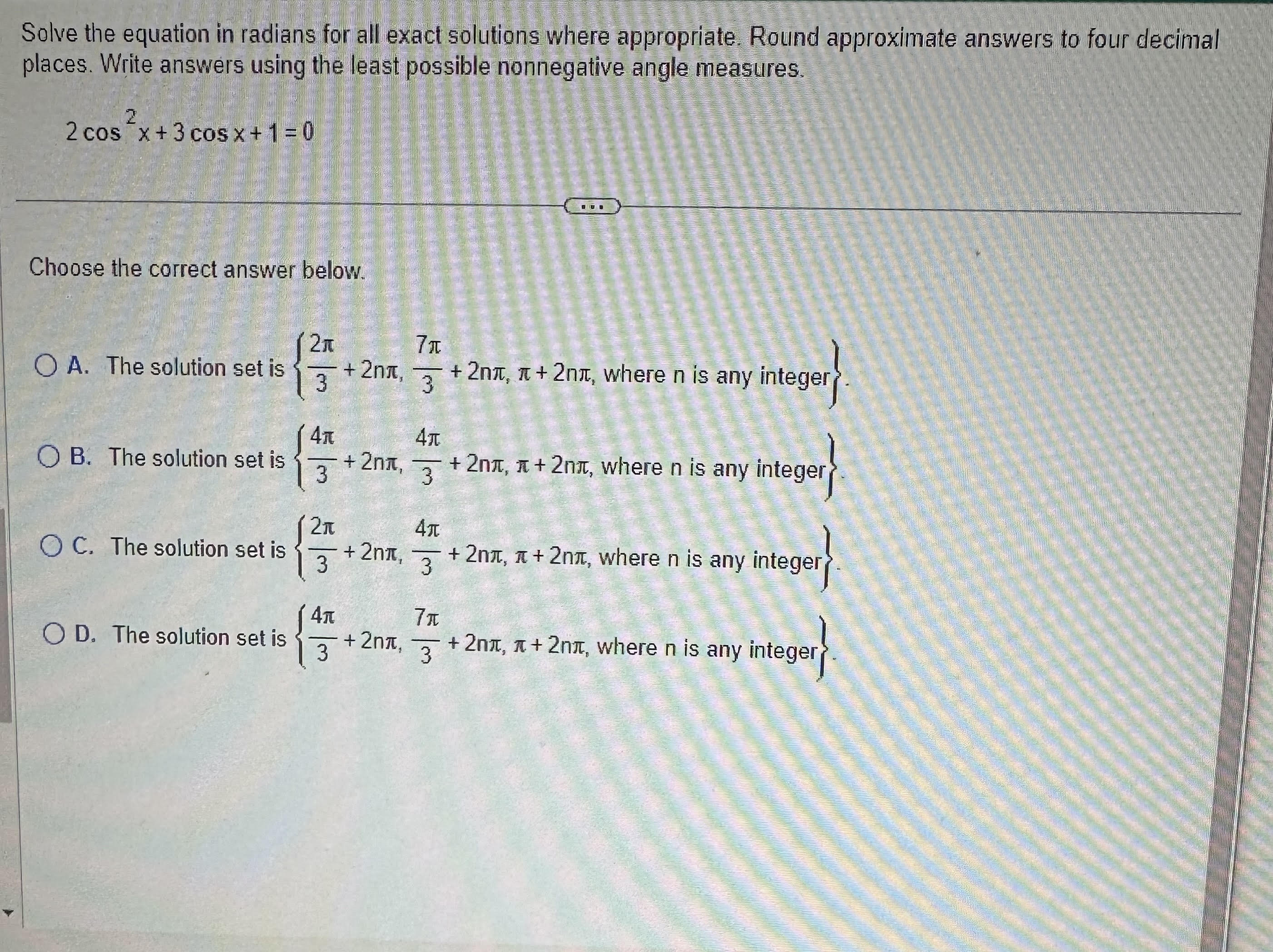 Solved Solve The Equation In Radians For All Exact Solutions