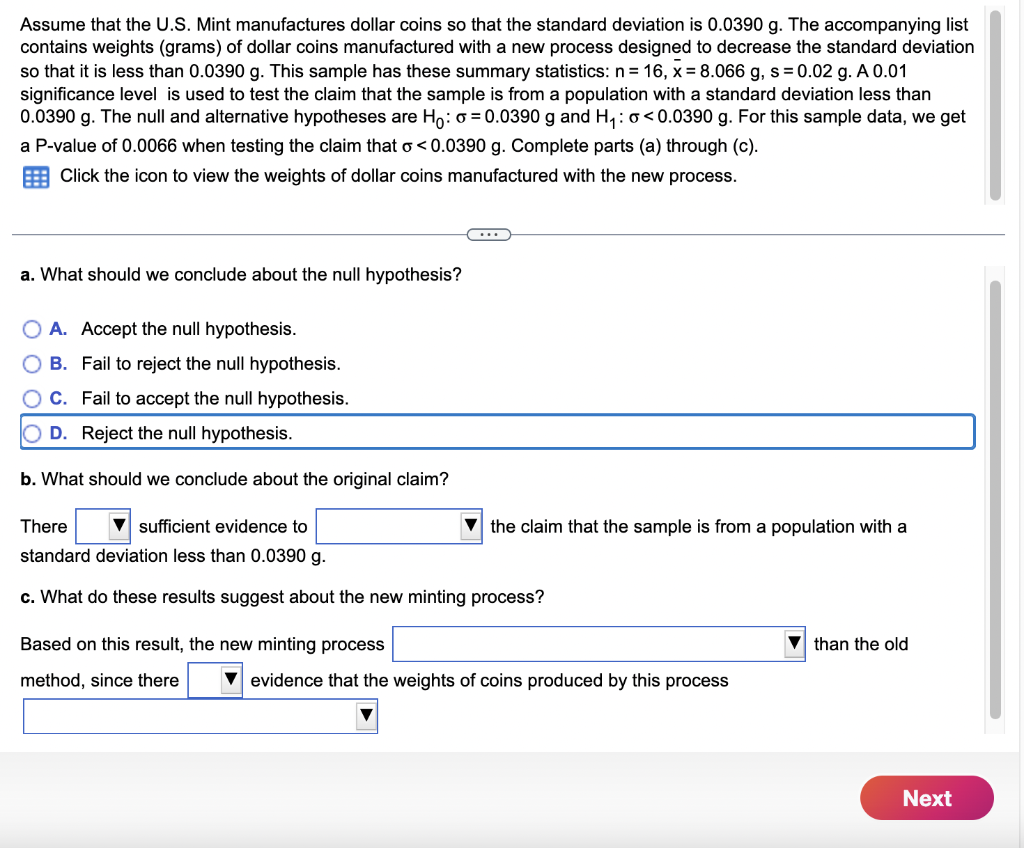 Solved Assume that the U.S. Mint manufactures dollar coins | Chegg.com