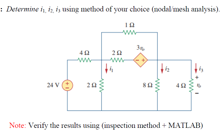 Solved : Determine ii, i2, iz using method of your choice | Chegg.com