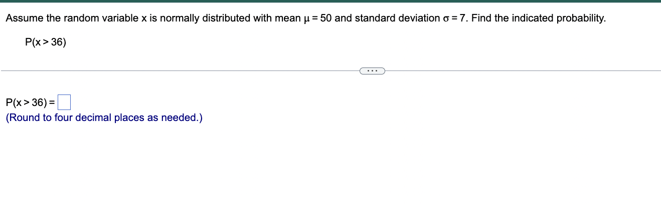 Solved Assume the random variable x is normally distributed | Chegg.com
