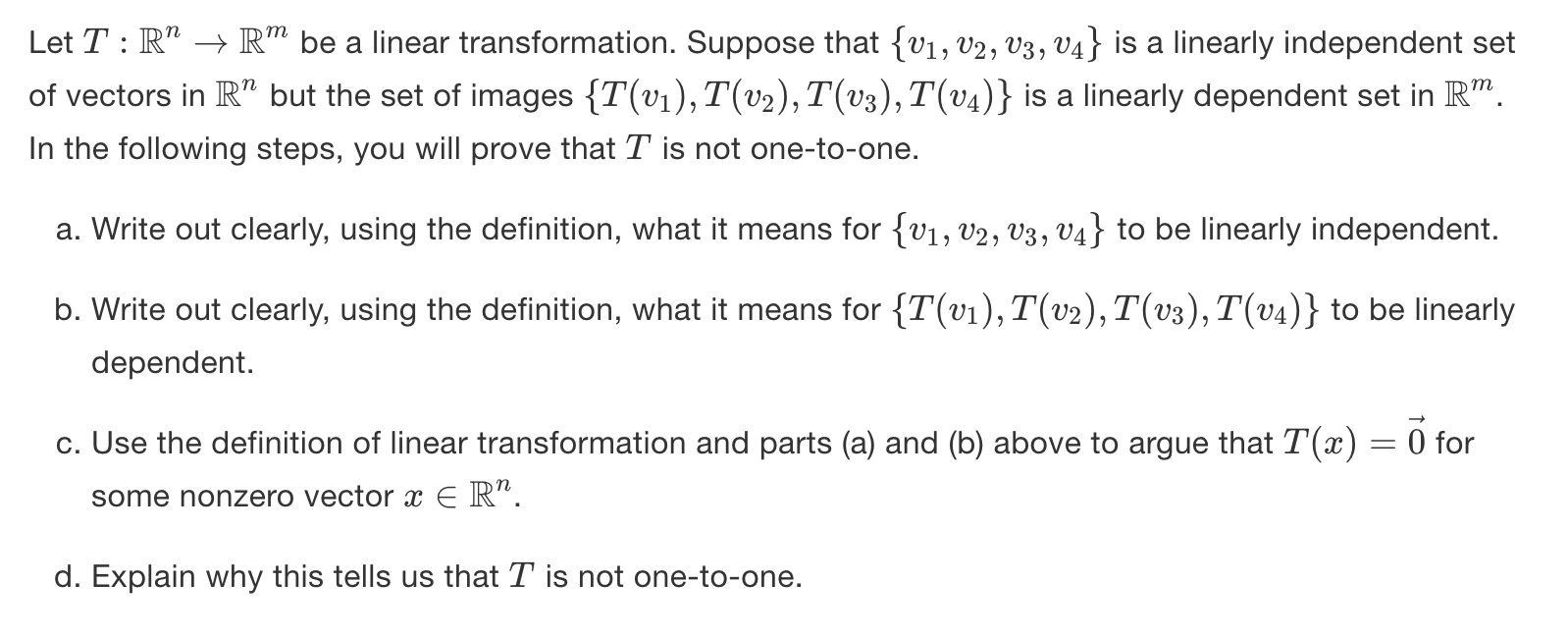 Solved Let T : R" + Rbe a linear transformation. Suppose | Chegg.com