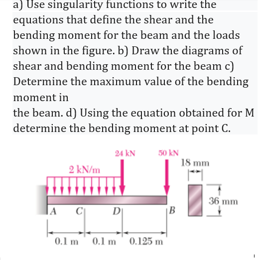 Solved a) Use singularity functions to write the equations | Chegg.com