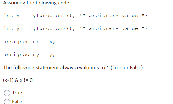 Solved Assuming The Following Code Int X Myfunction ∗