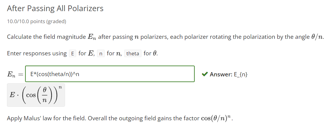 Solved H: Multiple Polarizers W Bookmark this page The | Chegg.com