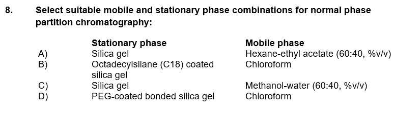Solved Select suitable mobile and stationary phase | Chegg.com