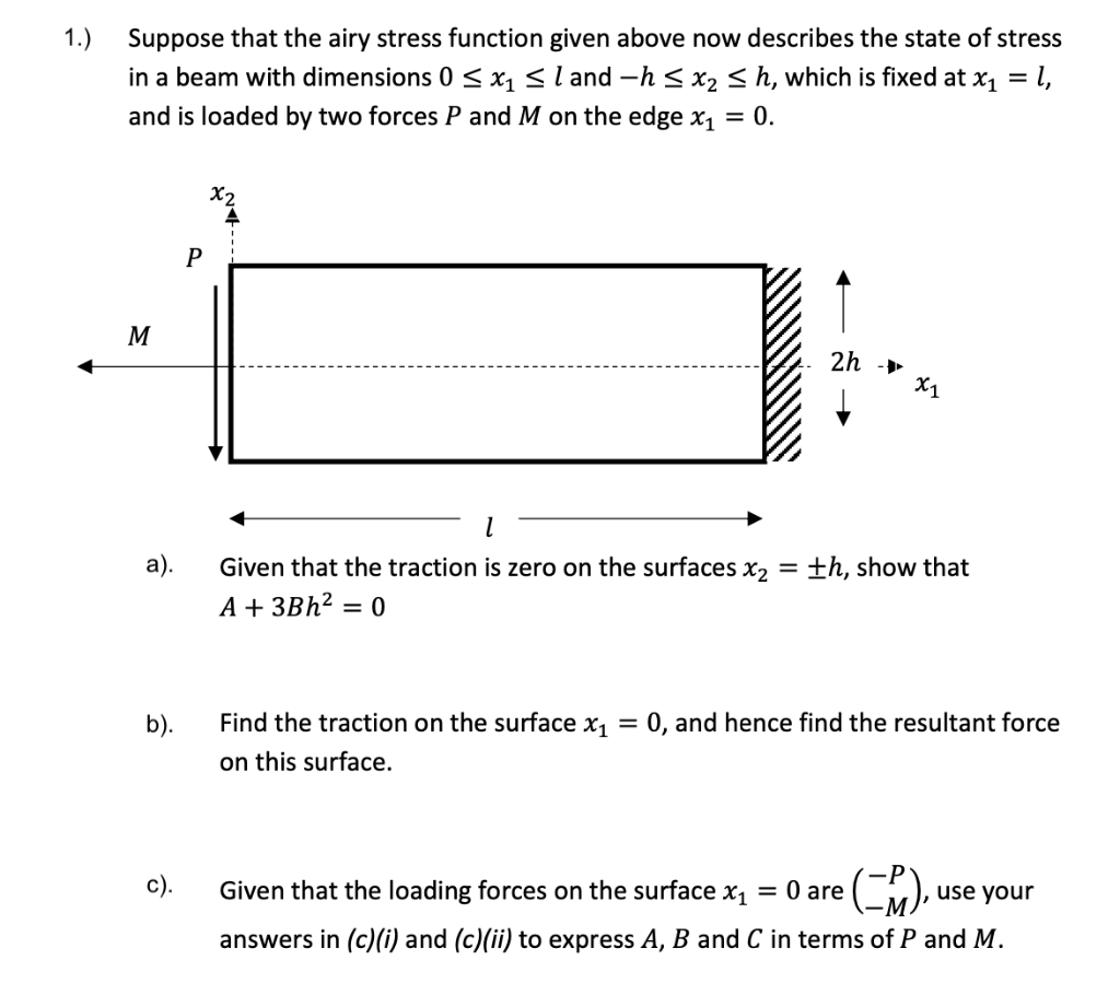 1.) Suppose that the airy stress function given above | Chegg.com