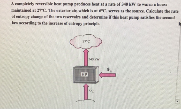Solved A completely reversible heat pump produces heat at a | Chegg.com