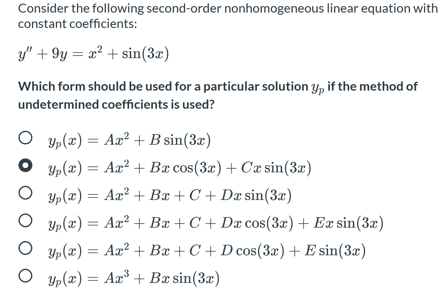 Solved Consider the following second-order nonhomogeneous | Chegg.com