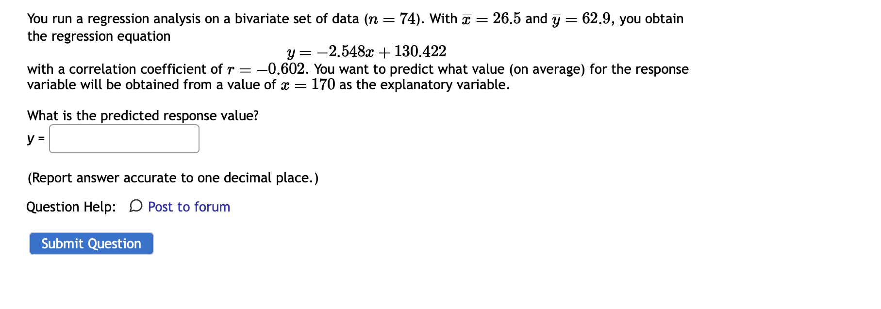 Solved You run a regression analysis on a bivariate set of | Chegg.com
