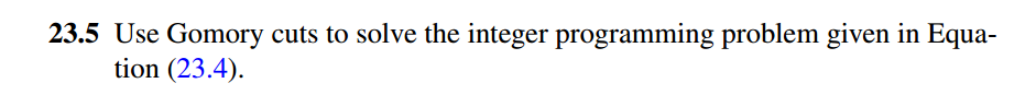 Solved 23.5 Use Gomory cuts to solve the integer programming | Chegg.com