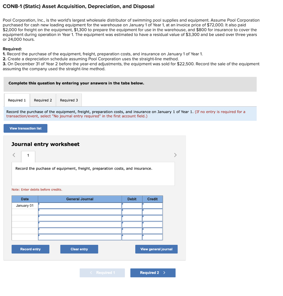 Solved CON8-1 (Static) Asset Acquisition, Depreciation, and | Chegg.com