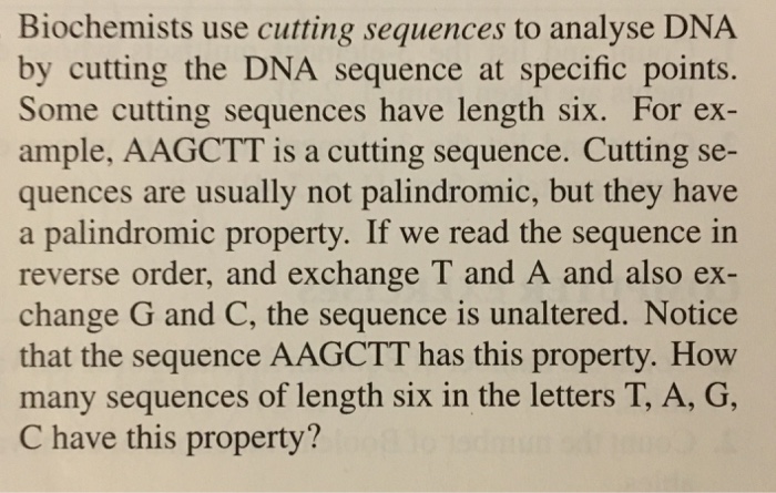 Solved Biochemists use cutting sequences to analyse DNA by | Chegg.com