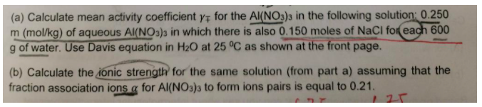 Solved (a) Calculate mean activity coefficient y for the | Chegg.com