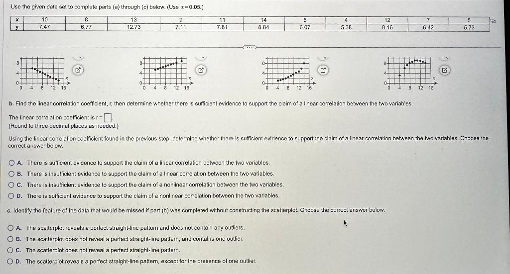 Solved Use the given data set to complete parts (a) through | Chegg.com
