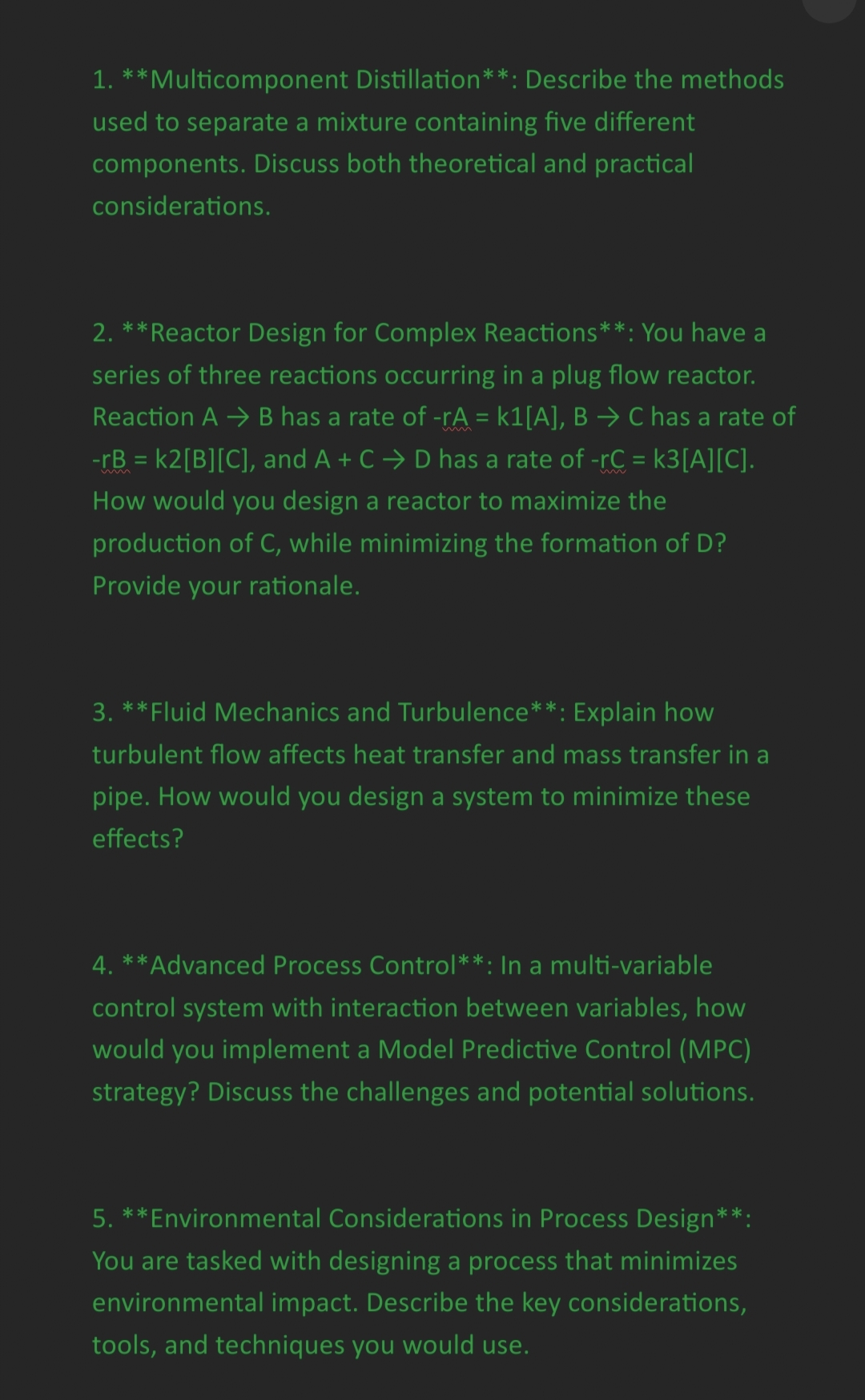 Solved 1. ** Multicomponent Distillation**: Describe the | Chegg.com