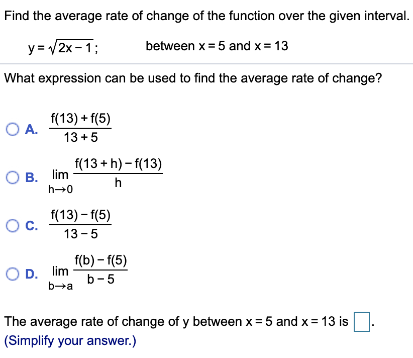 Solved Find The Average Rate Of Change Of The Function Over Chegg