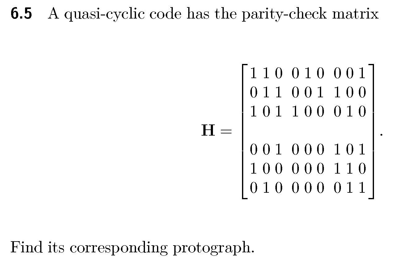 Solved 65 A Quasi Cyclic Code Has The Parity Check Matrix 4764
