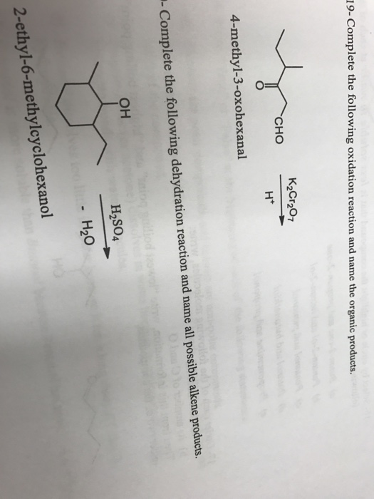 Solved Complete the following oxidation reaction and name | Chegg.com