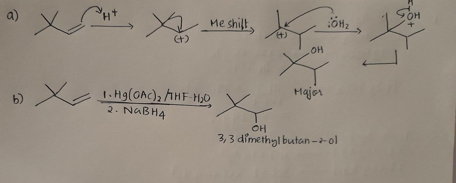 Solved a) b) 3,3 dimethyl butan-2-ol | Chegg.com
