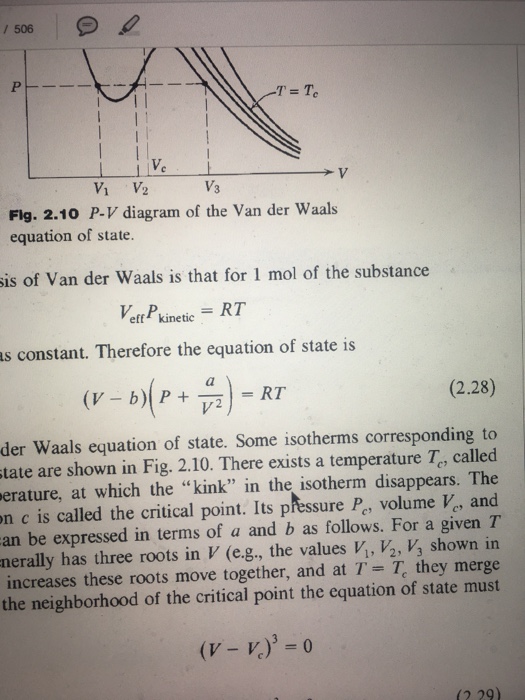 Solved 7.7 Van der Waals Equation of State (a) Show that for | Chegg.com