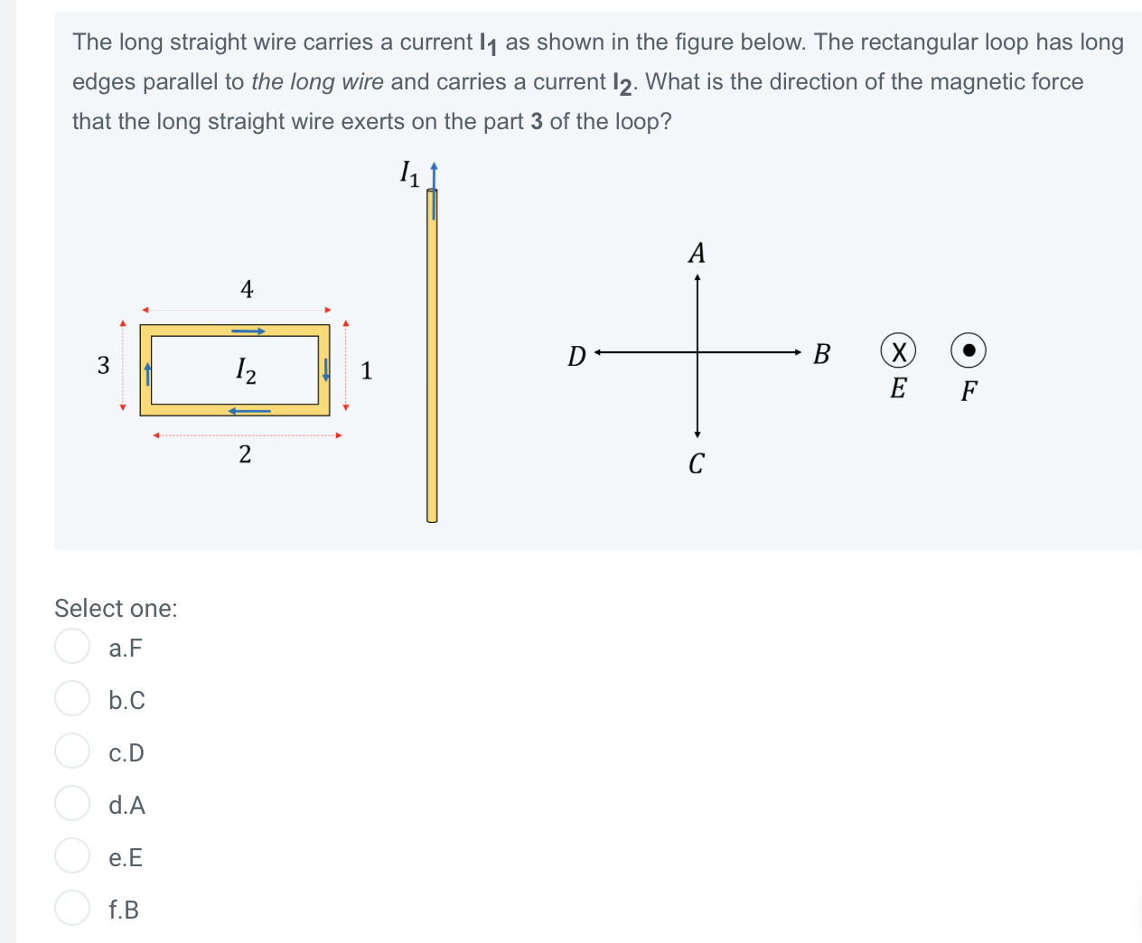 Solved The long straight wire carries a current I1 as shown | Chegg.com