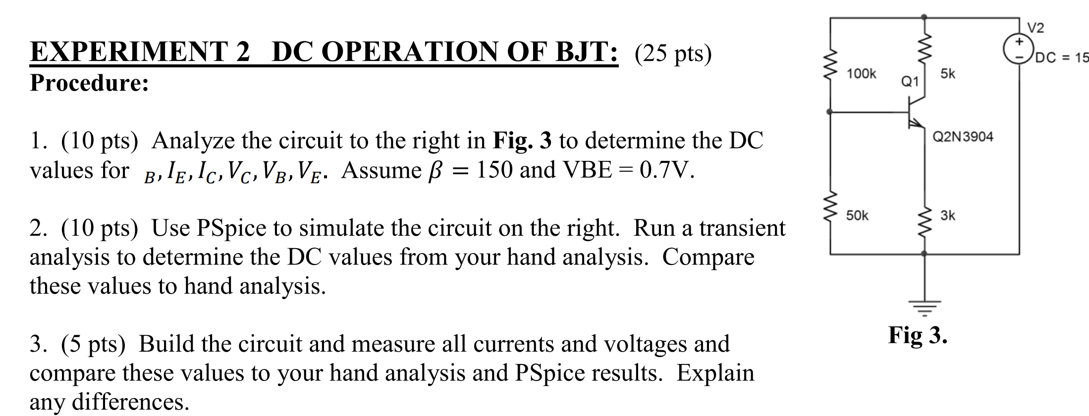 Solved EXPERIMENT 2 DC ﻿OPERATION OF BJT: | Chegg.com