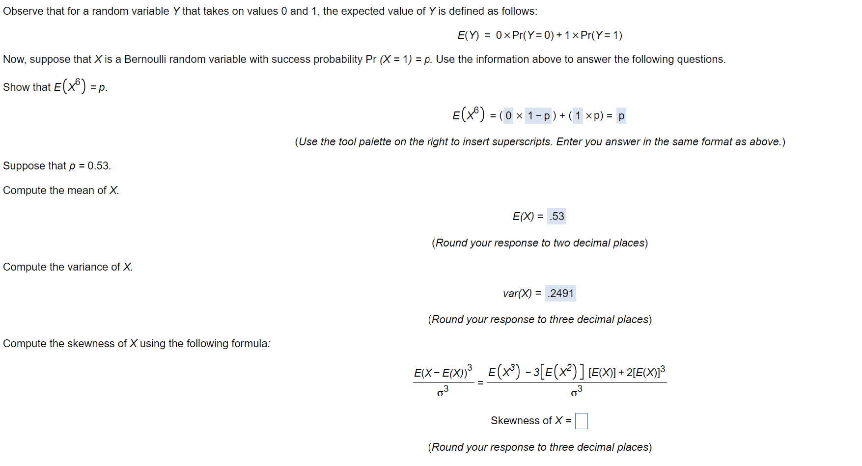 Solved Observe that for a random variable Y that takes on | Chegg.com