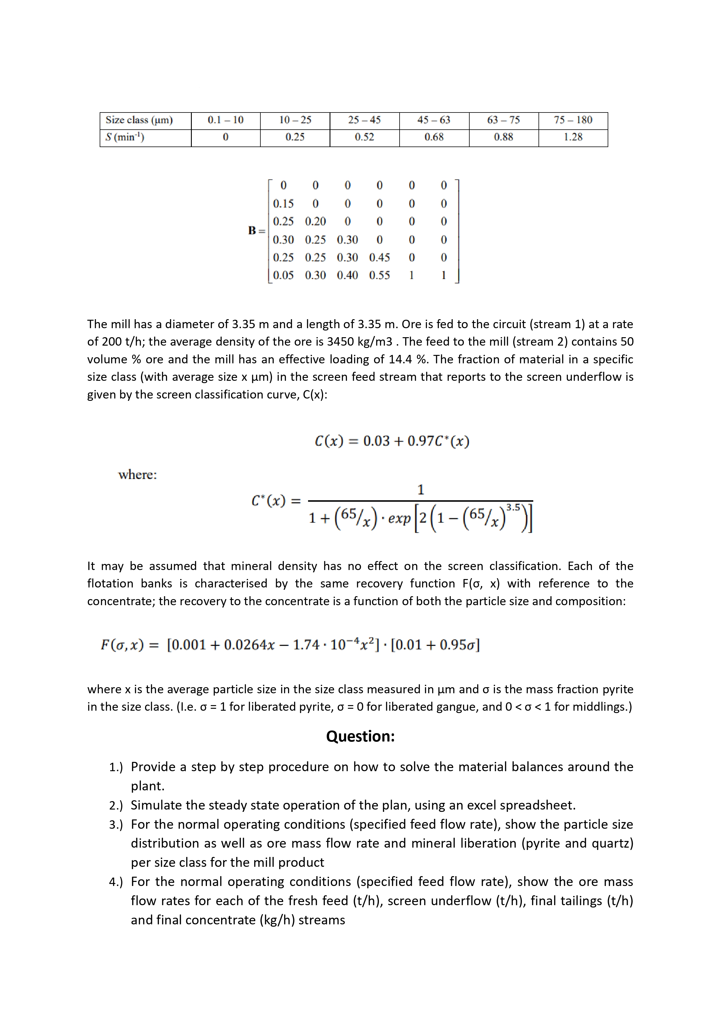 Solved The ore processing circuit shown below consists of a | Chegg.com