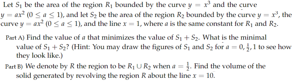 Solved Let S1 be the area of the region R1 bounded by the | Chegg.com
