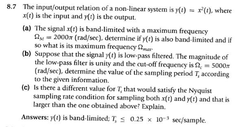 Solved 87 ﻿the Inputoutput Relation Of ﻿a Non Linear System 0264