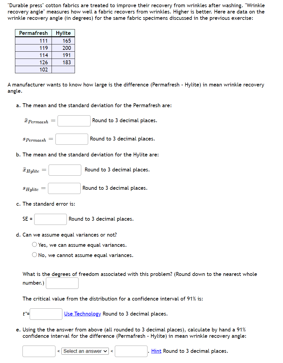 Solved "Durable press" cotton fabrics are treated to improve | Chegg.com