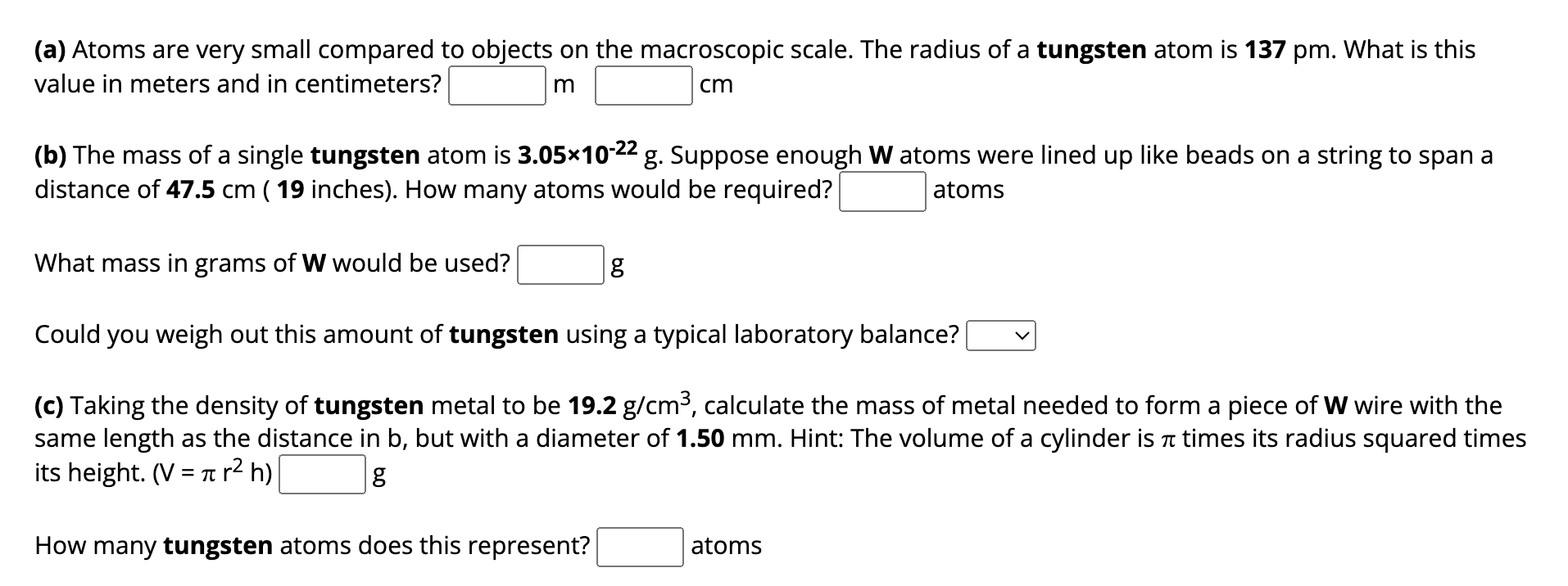 Solved (a) Atoms are very small compared to objects on the | Chegg.com