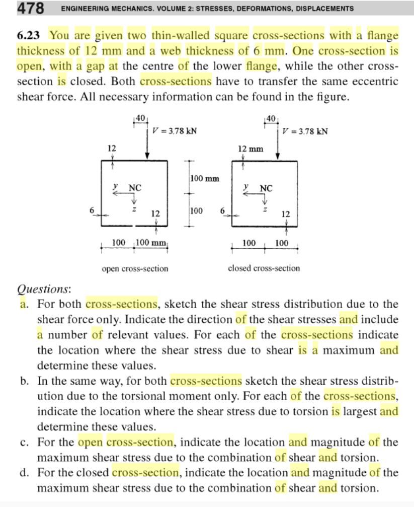 Solved You Are Given Two Thin Walled Square Cross Sections