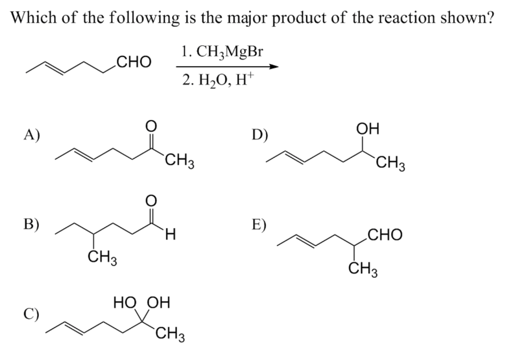 Solved Predict the major product. 1) CH3MgBr 2) H30+ CI A) | Chegg.com