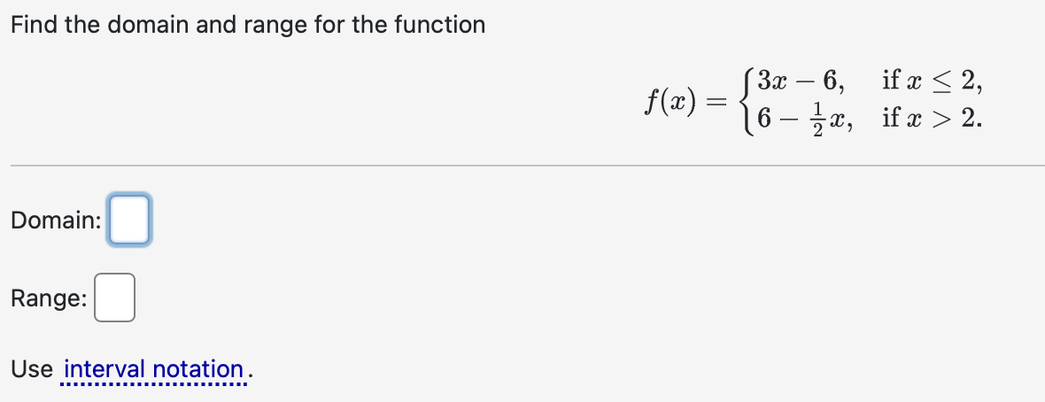 Solved Find the domain and range for the function | Chegg.com