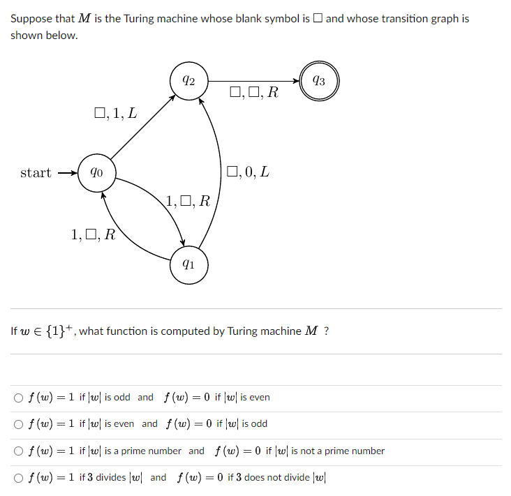 Solved Suppose that M is the Turing machine whose blank | Chegg.com