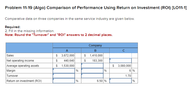 Solved Problem 11-19 (Algo) Comparison of Performance Using | Chegg.com
