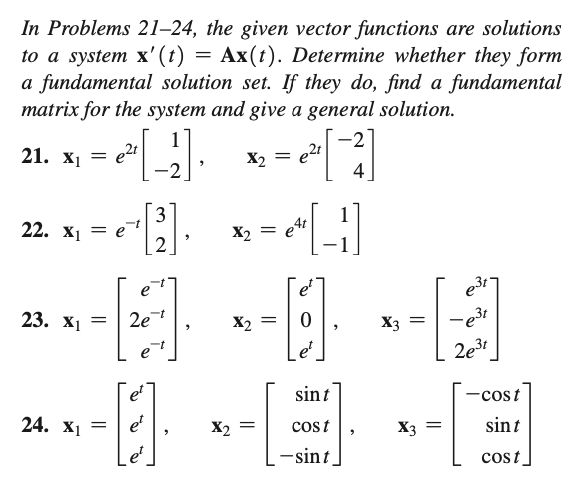 Solved In Problems 21 24 The Given Vector Functions Are
