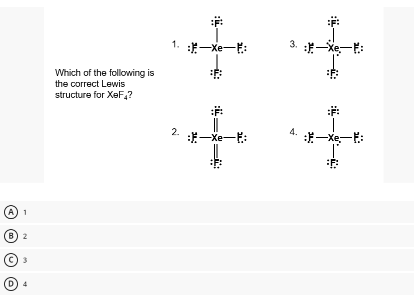 Solved Which of the following is the correct Lewis structure | Chegg.com