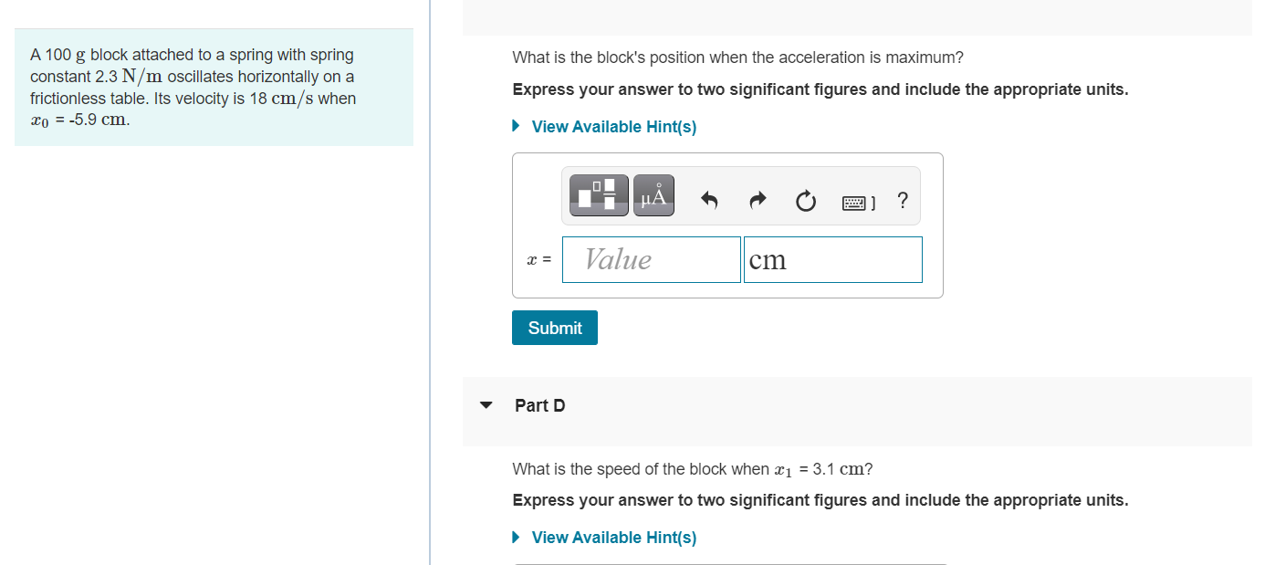 Solved A 100 g block attached to a spring with spring | Chegg.com