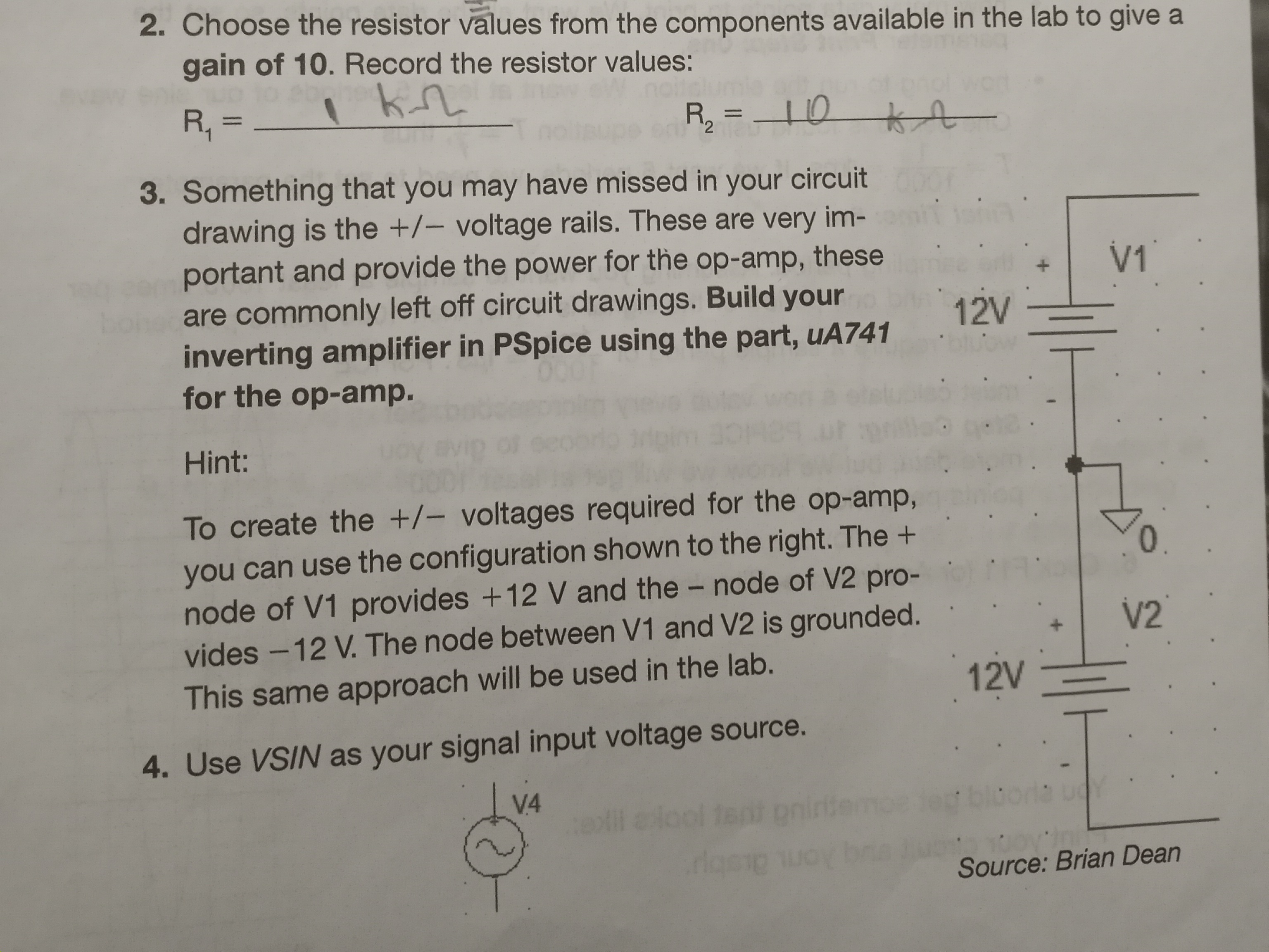 Solved 2. Choose the resistor values from the components | Chegg.com