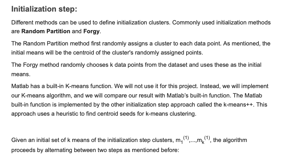 Initialization step: Different methods can be used to | Chegg.com