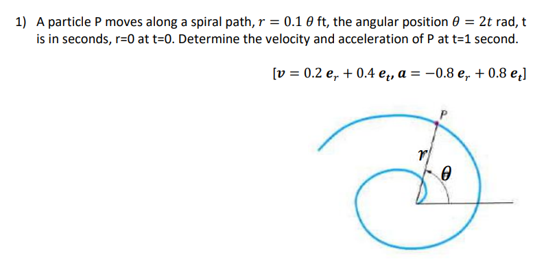 Solved A particle P ﻿moves along a spiral path, r=0.1θft, | Chegg.com