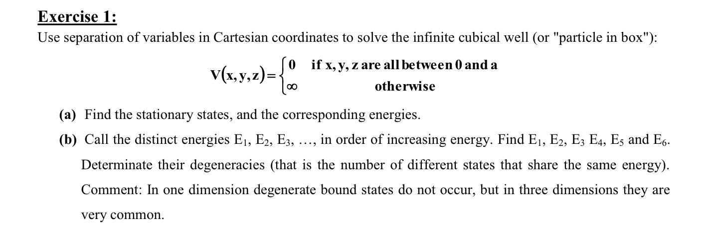 Exercise 1 Use Separation Of Variables In Cartesian