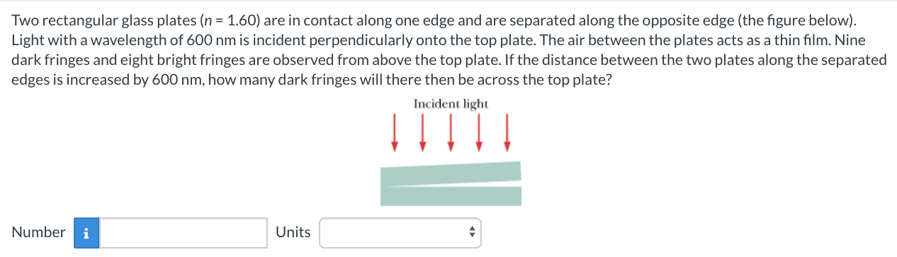 Solved Two rectangular glass plates (n = 1.60) are in | Chegg.com