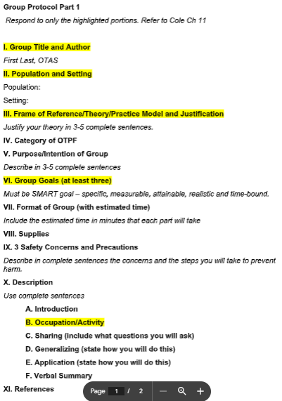 Solved Group Protocol - Group Leadership.As an occupational | Chegg.com
