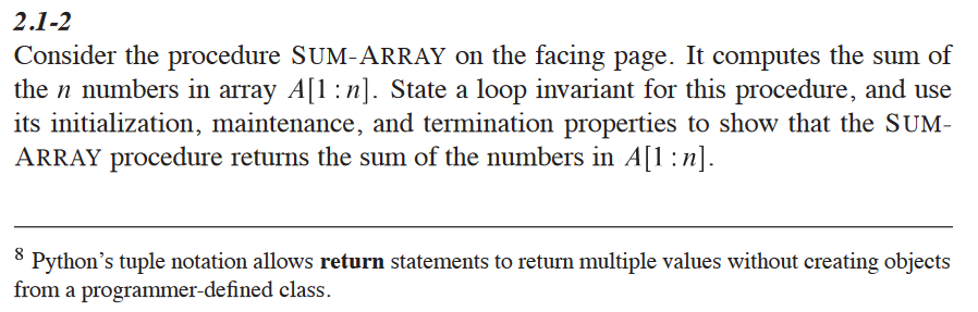 Solved Consider The Procedure Sum Array On The Facing Page 