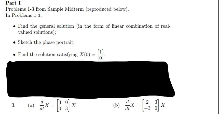 Solved Part I Problems 1-3 from Sample Midterm (reproduced | Chegg.com