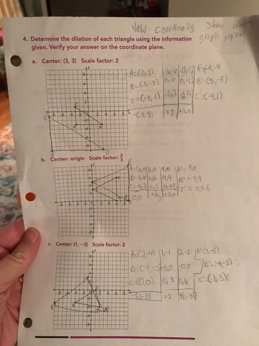 Solved 4. Determine the dilation of each triangle using the | Chegg.com